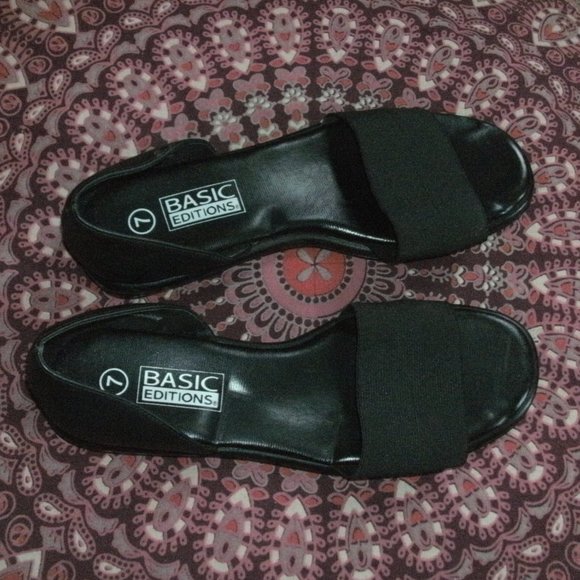 Basic Editions | Shoes | Basic Editions Black Faux Leather Flats ...